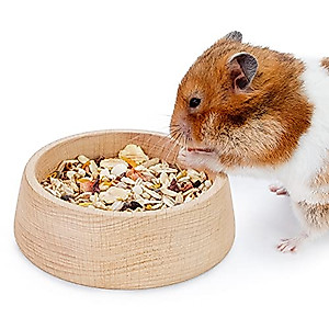 Niteangel Wooden Hamster Feeding Bowl - Small Animal Food Dish for Dwarf Syrian Hamsters Gerbils Mice Degus or Other Similar-Sized Small Pets (Hammy Pattern, for Syrian)