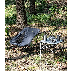 iClimb Low Ultralight Compact Camping Folding Chair with Side Pocket and Carry Bag (Black)