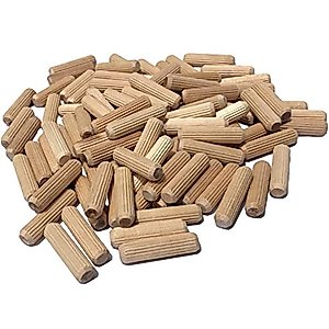 200 Pack 3/8" x 1 1/2" Wooden Dowel Pins Wood Kiln Dried Fluted and Beveled, Made of Hardwood
