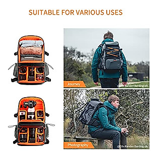 K&F Concept Camera Bag EVA Waterproof 2 in 1Camera Backpack Shoulder Bag 32L Large Capacity with Rain Cover Storage for 15.6" Laptop for Photography