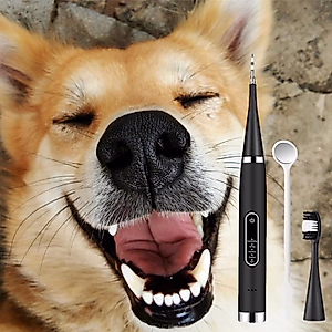 Yunbim Canident Dog Toothbrush, 5 Adjustable Strengths, IPX6 Waterproof, Removes Tartar, Ultra Soft, Reusable, Includes 2 Toothbrush Heads, Black-c