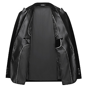 Mens Velvet Blazer Slim Fit Suit Jacket for Men Peaked Lapel One Button Tuxedo Blazer Wedding Prom Dinner Black