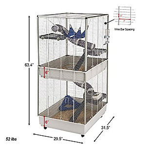 Ferplast Ferret Tower Two-Story Ferret Cage | XXL| Ferret Cage Measures 29.5L x 31.5W x 63.4H - Inches