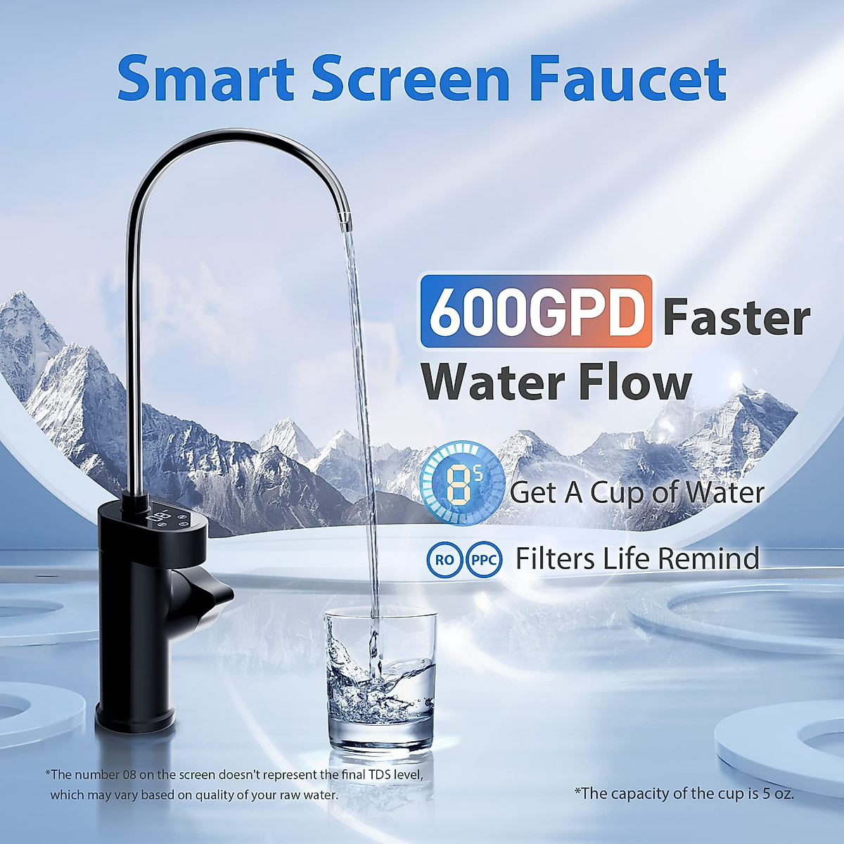 Lamon R1PRO Reverse Osmosis Water Filter System, NSF/ANSI 42 Certified RO System Under Sink, Free Mineral Filter, Smart Faucet, 2:1 Pure to Drain, Reduces TDS