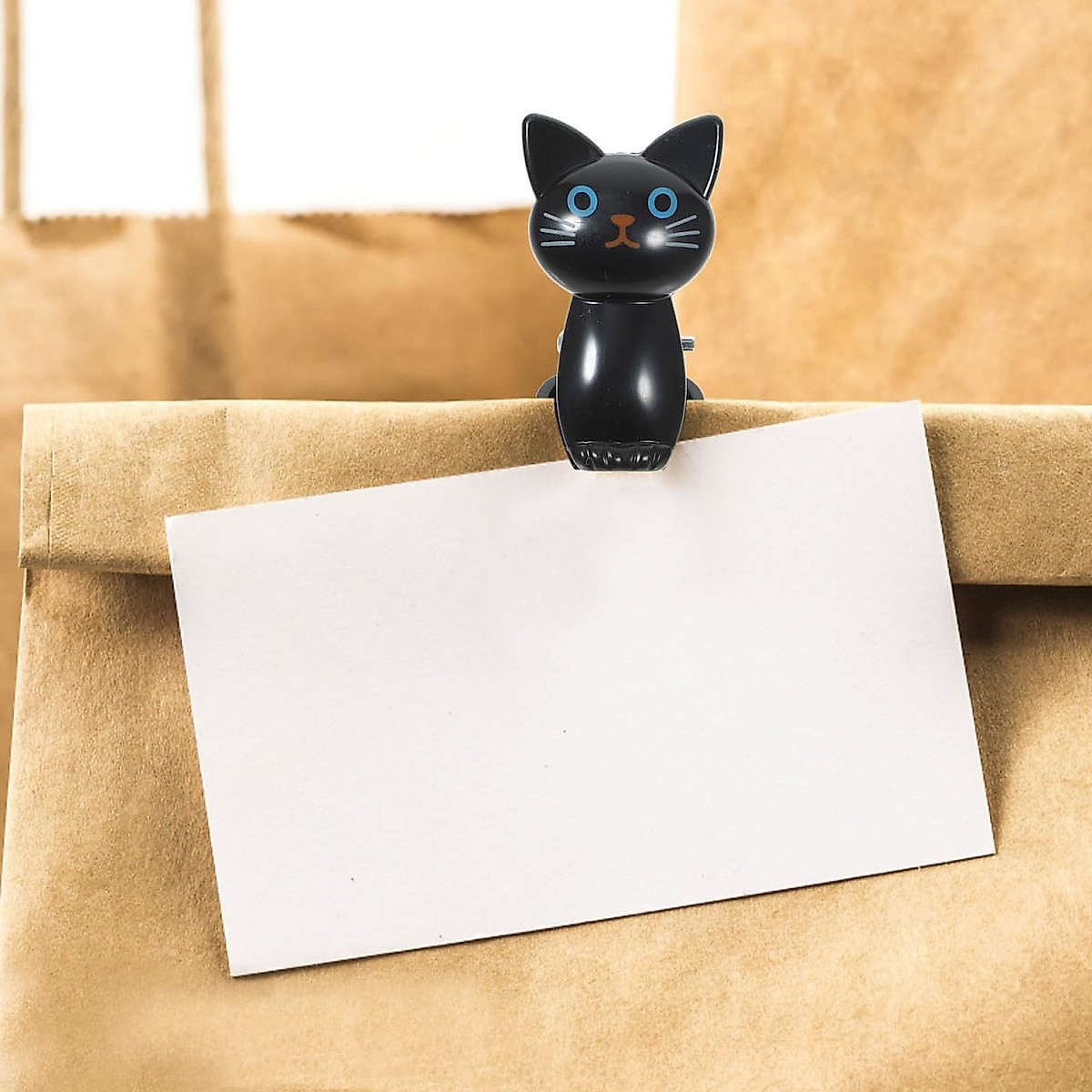 BESTonZON Potato Chip Bag Clips, 8PCS Cat-Shaped Bag Clips, Kitchen Food Bag Clips for Airtight Seal Multipurpose Clips, Paper Clips Cute Cat Clips for Kitchen Organization and Home Use (Black)