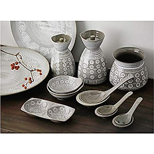 Ginpo Pottery 21581 Earthenware Pot, Gray, Hanamishima, Zori Cooker Pot