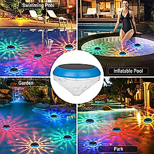 Floating Pool Lights Solar Powed,LED Pool Lights with RGB Color Changing Waterproof Solar Pood Lights for Swimming Pool at Night,Outdoor LED Pool Lights That Float for Pool,Pond,Hot tub,Garden-1 PACK