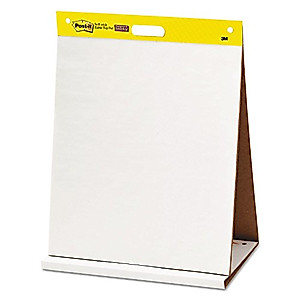 3M Post-it 563R Self Stick Tabletop Easel Unruled Pad, 20 x 23, White, 20 Sheets