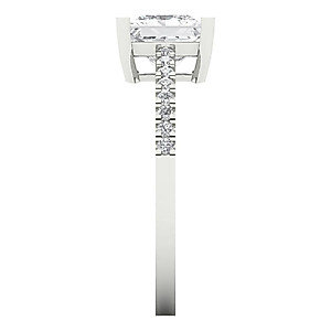 Clara Pucci 1.6ct Princess Cut Solitaire Stunning Moissanite Proposal Designer Wedding Bridal art deco Anniversary Ring 14k White Gold 9