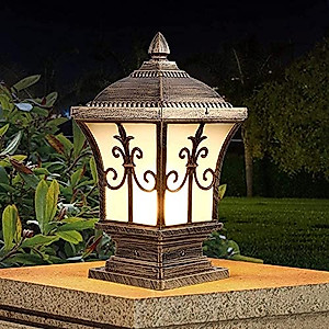 Outdoor garden lights Bonnik Fashion Outdoor Column Headlight Waterproof Pillar Lamp Fence Wall Sconce Exterior Landscape Lighting Fixture Lawn Pillar Lamp For Home Balcony Yard Villa Garden Pool Edge
