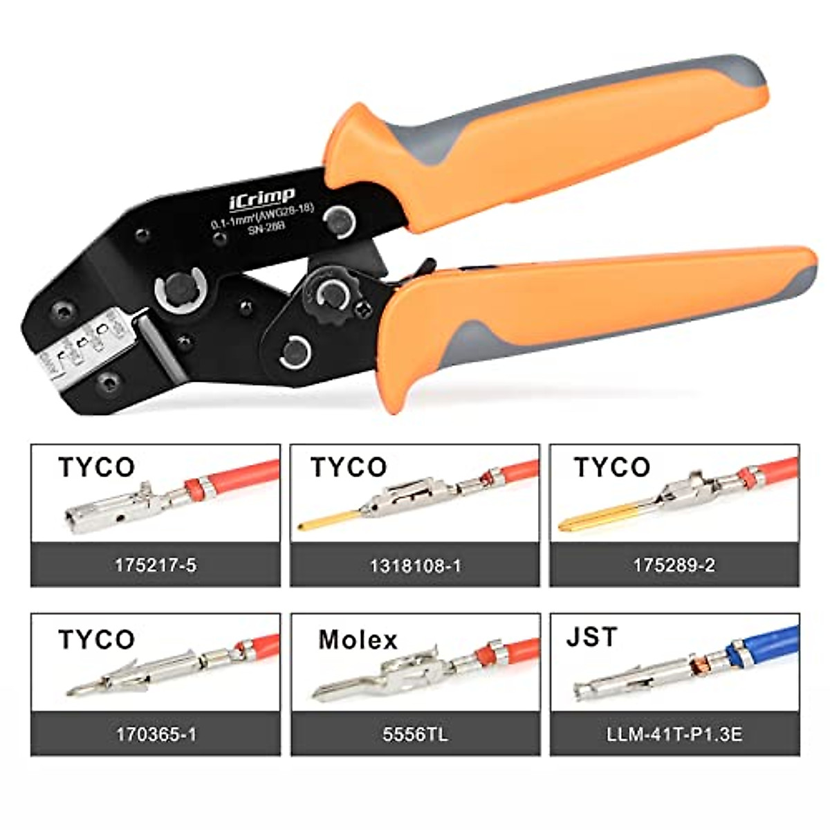 iCrimp SN-28B Dupont Crimping Tool for 3.96mm, 2.54mm, 2.5mm Pitch Dupont, JST XH VH Connectors, AWG 18 to 28