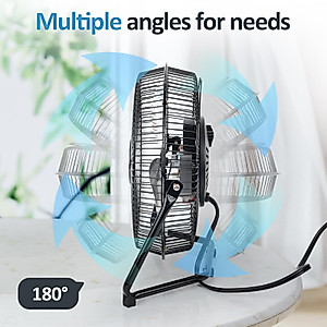 BEESTAR Floor Fan,3-Speed Portable Metal Fan, Fan Quiet for Home, High Velocity Floor Fan with Adjustable Tilt for Home Office Bedroom,Black (9 INCH)