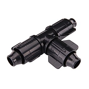 NDS Raindrip S5500UB, Smart Loc Universal Tee for Tubing, Drip Irrigation Fitting for 1/2-Inch, 5/8-Inch, & 0.710-Inch Supply Tubing and Dripline, Black/Blue
