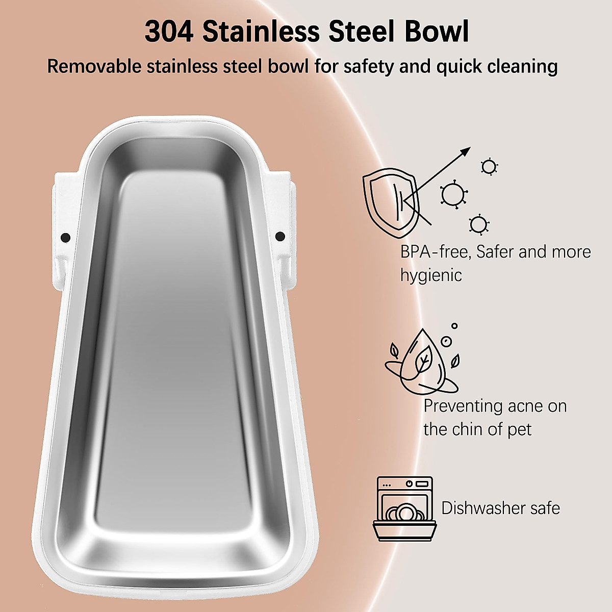 Hipidog Automatic Dog and Cat Food Feeder and Water Dispenser Set with Stainless Steel Bowls,Gravity Pet Food and Water Feeders,100% BPA-Free,Large Capacity for Cats Dogs Pets…(5L White)