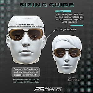 proSPORT Square Aviator Polarized Bifocal Sunglasses Gold Frame Brown Lens +3.00 Sunglasses for Men. Nearly Invisible Line Readers