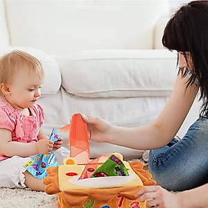 Magic Baby Tissue Box Toy,Funny Sensory Toys for Toddlers,Montessori Toys for Babies 6-12 Months,Soft 6-9-12-24 Month Old Baby Toys,Early Learning Infant Toys Gifts with Crinkle Squares Play Scarves