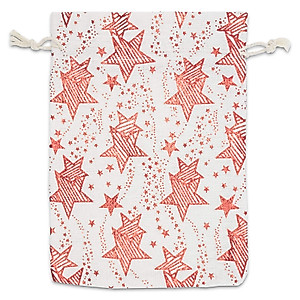 TheDisplayGuys For Your Modern Living 48pk - 6x8 Muslin Pouches with Drawstring - Presents, Party Favors, Samples (Red Stars, Medium)