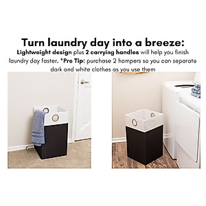 BirdRock Home Folding Cloth Laundry Hamper with Handles - Dirty Clothes Sorter - Easy Storage – Collapsible Bin – Home Organization – Black and White