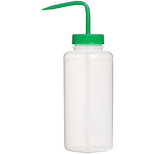 SP Bel-Art Wide-Mouth 1000ml (32oz) Polyethylene Wash Bottles; Green Polypropylene Cap, 53mm Closure (F11628-1000), Transculent (Pack of 4)