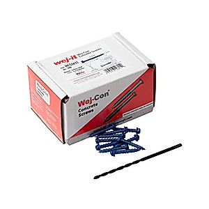 Wej-It Wej-Con Concrete Screws,1022 Heat Treated Carbon Steel, Blue R-Blocker Finish (3/16" x 1-1/4", Hex Head)