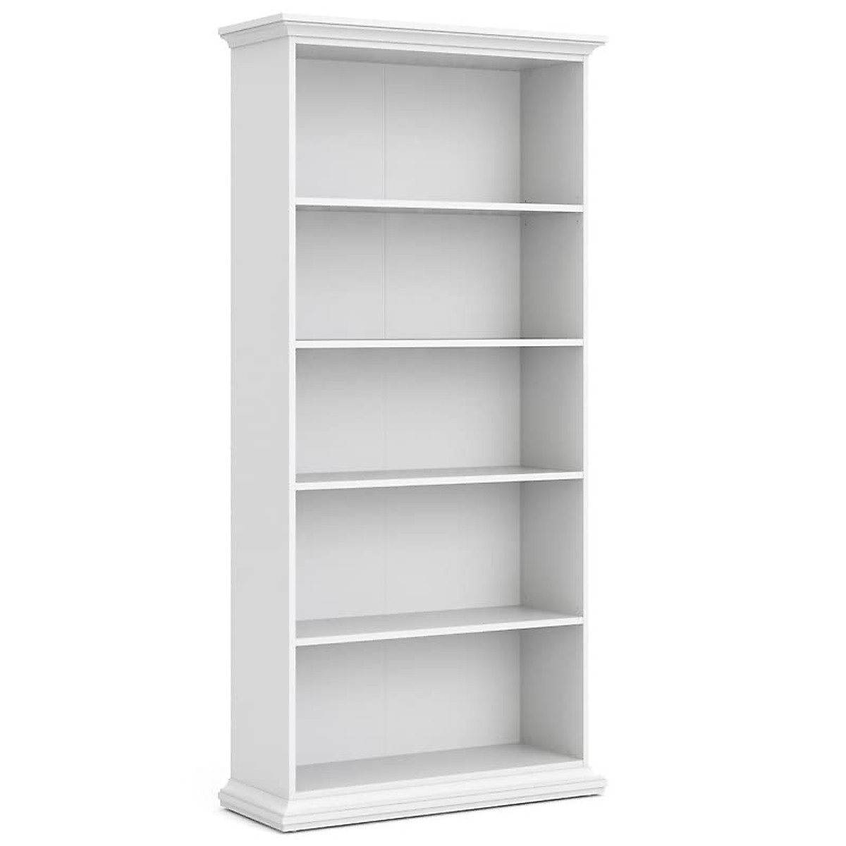 Home Square 5 Shelf Wood Bookcase Set in White (Set of 2)