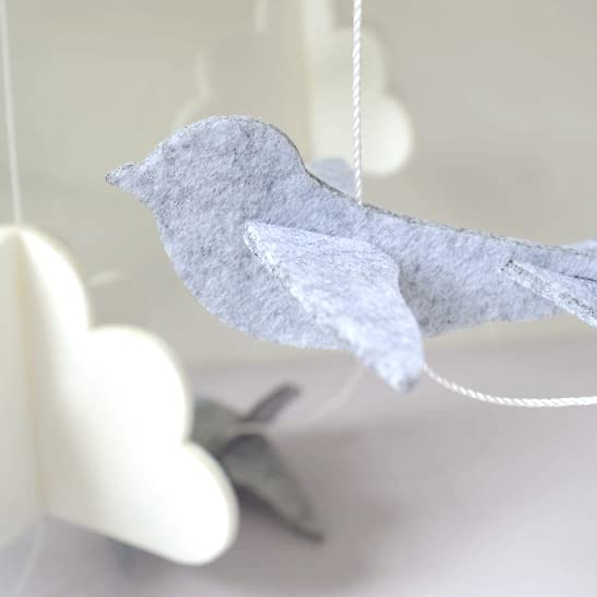 Sorrel + Fern Baby Crib Mobile (Birds in The Clouds, Short Version) - Unique and Minimalist Design for Boys & Girls