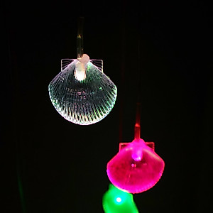 Clear Shell Color Changing LED Solar Mobile Wind Chimes, Solar Powered Wind Spinner Night Light Home Garden Yard Christmas Xmas Valentines Gift Decor