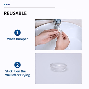 Door Stopper Wall Protector (Clear 6Pcs) - Premium, Self-Adhesive, Reusable Door Knob Bumper - Upgrade, Shock Absorbent Gel, Wall Shield & Silencer for Door Handle. Soft Rubber Door Stop