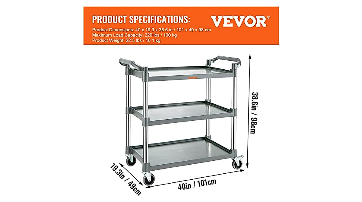 VEVOR Utility Cart - 220LBS Heavy-Duty & Versatile