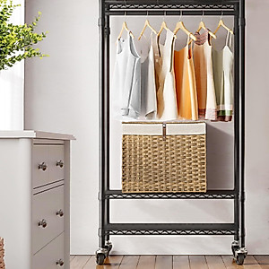 135L Wicker Storage Basket with Lid, Handwoven Large Shelf Basket with Removable Liner, 35.7 Gallon Wicker Basket for Blanket, Storage Trunk with Handle for Closet, Bedroom, Livingroom, Natural