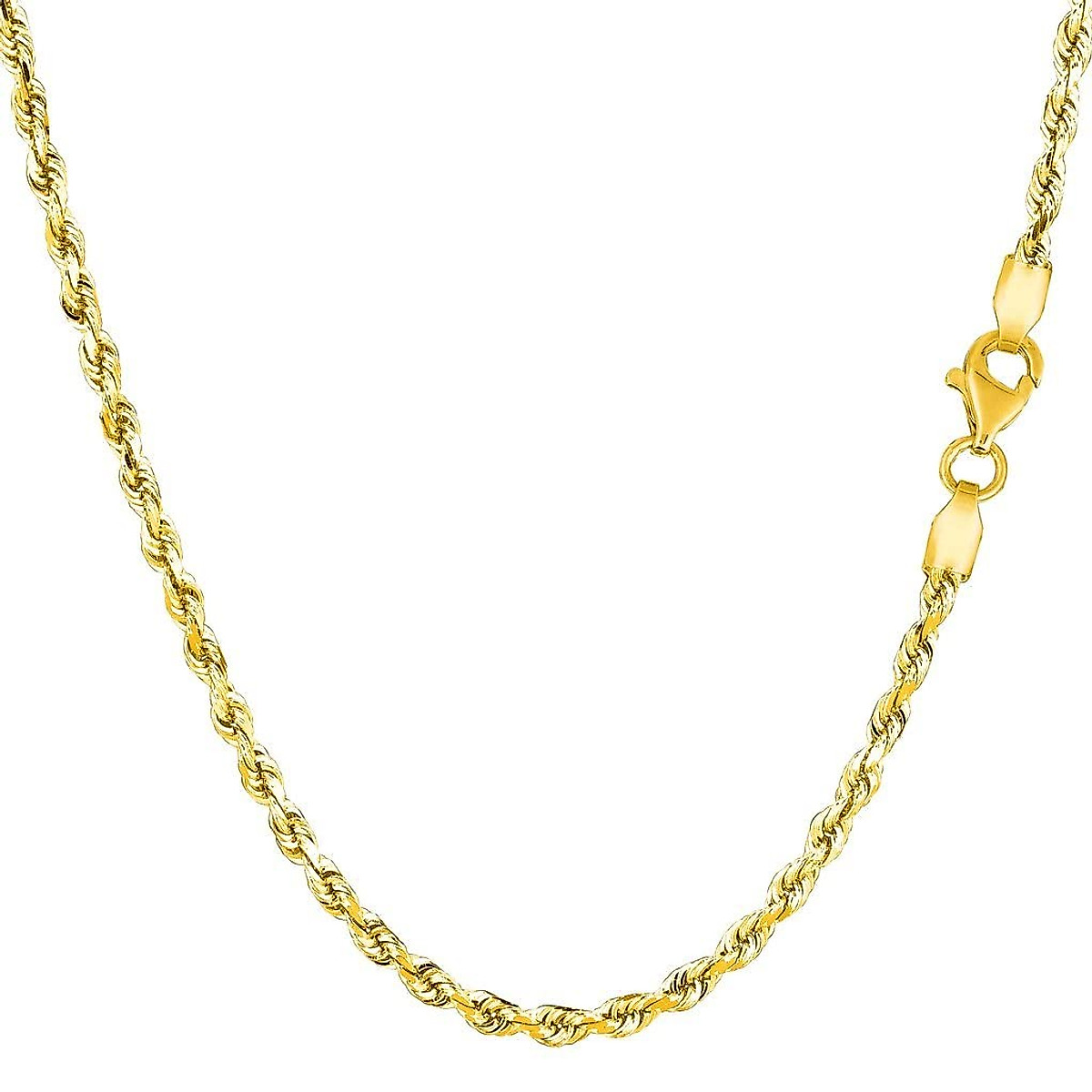 The Diamond Deal 14k REAL Yellow Gold 2.5mm Shiny Hollow Rope Chain Necklace for Pendants and Charms with Lobster-Claw Clasp (20" And yellow-gold)