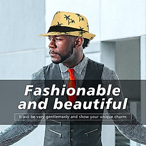 FADACHY Summer Straw Fedora Hat Short Brim Panama Sun Hat Trilby Beach Hat for Men & Women Khaki L Large XL