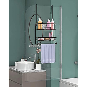 TreeLen Shower Caddy over the Door Rustproof Hanging Shower Organizer with 12 Hooks Shampoo Towel Holder for Bathroom Storage Shelf Rack -Bronze …