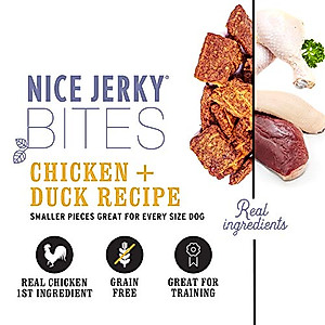 I and love and you Nice Jerky Bites - Grain Free Dog Treats, Chicken + Duck, 4-Ounce, Pack of 1