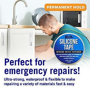 Heavy Duty Silicone Tape Plumbing Self Fusing Silicone Tape Plumbing Tape Silicone Water Pipe Rubber Tape Hose Repair Water Seal Fusion Coax Seal Electrical or Silicone Waterproof Tape for Leaks 15FT