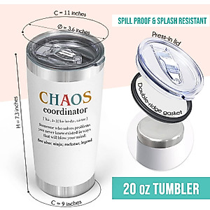 CHICKOR Chaos Coordinator Tumbler 20Oz - Inspiration Gift for Boss Lady, Manager, Assistant, Teacher, Mom, Officer, Women, Appreciation Gift For Coworkers - Christmas, Birthday, Retire, Thank You Gift
