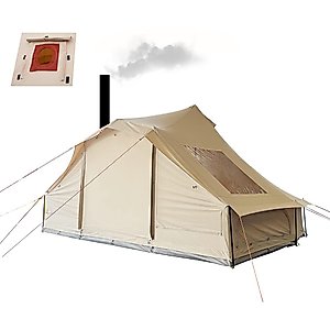 BOOMLATU 4 Season Waterproof Glamping Tents for Camping with Stove Jack Hole,Luxury Yurt Bell Tent Camping Tent for 4/6/8 Adults for Glamping Family Camping Zipped Removable Floor