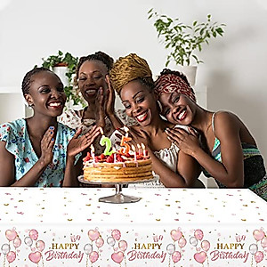 1Pack Pink Rose Gold Tablecloths for Rose Gold Birthday Decorations Plastic Disposable Party Table Covers for Rectangle Tables Girl Women Parties Happy Birthdays Weddings Party Favors, 54 x 108 Inches