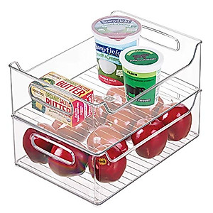 iDesign Plastic Pantry and Kitchen Storage, Freezer and Fridge Organizer Bin with Easy Grip Handles – 10” x 5” x 14”, Clear