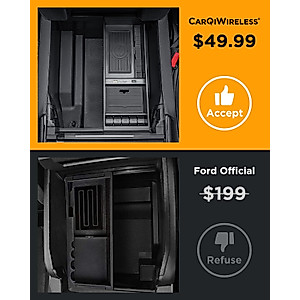 CarQiWireless Wireless Charger for F150 2009-2023 2024, Center Console Organizer Box for Ford F150 Accessories F-150 2009 2010 2011 2012 2013 2014 2015 2016 2017 2018 2019 2020 2021 2022 2023 2024