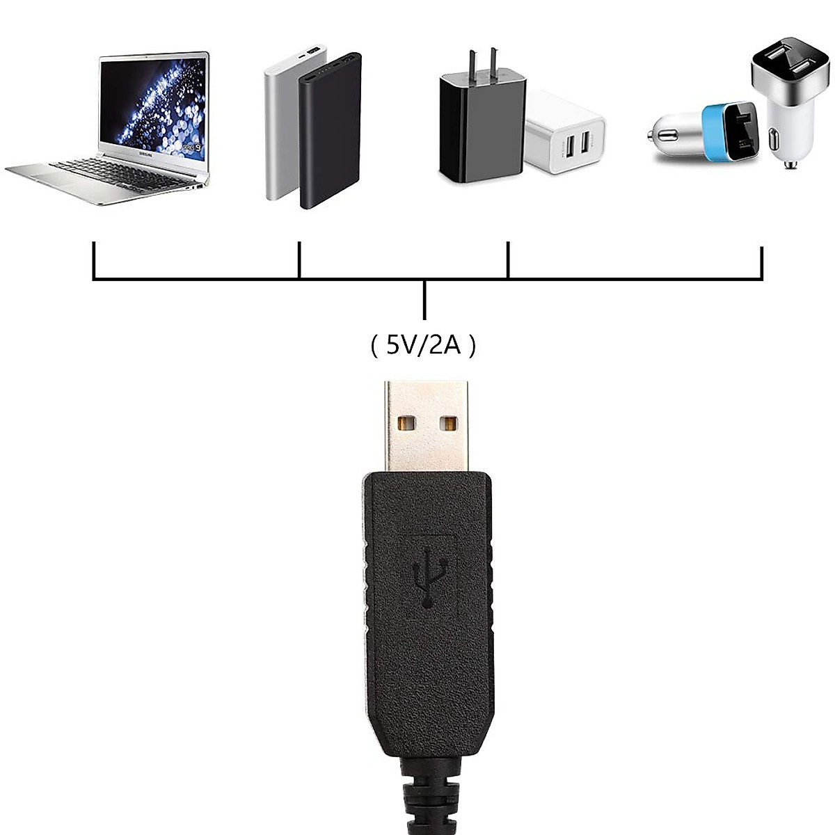 Moyina DC 5V to DC 12V USB Voltage Step Up Converter Cable,with Nylon Weave,for DC5.5mm*2.5mm,1.0M (5.5x2.5mm, Black)