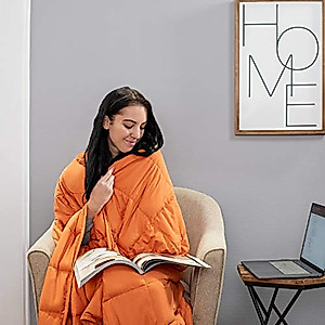 SUPERIOR Quilted Microfiber 12-Pound Weighted Throw Blanket , 48X72, Canyon Clay