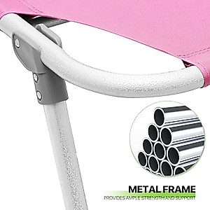 Magshion Portable Military Fold Up Camping Bed Cot, Folding Camping Cot for Adults Outdoor Bed Heavy Duty Sleeping Cots for Camp with Carry Bag, Neon Pink