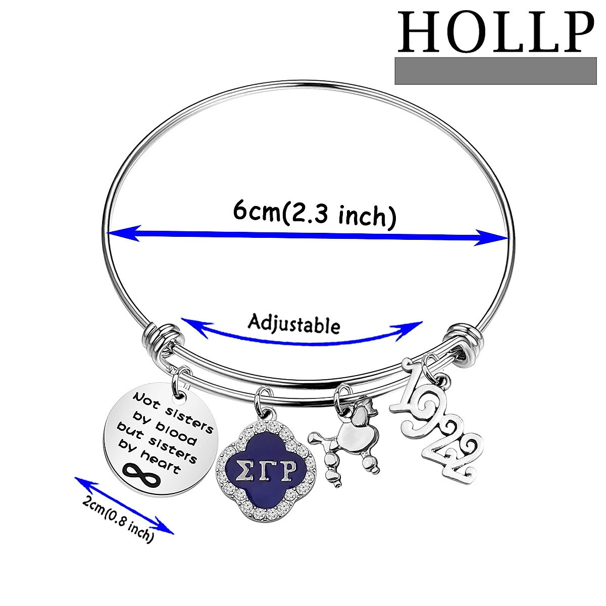 HOLLP 1922 SGR Sorority Jewelry SGR Bracelet Not Sis-ters by Blood But Sis-ters by Heart Bracelet Sis-ter Gift for Sorority Women(Bracelet-2)