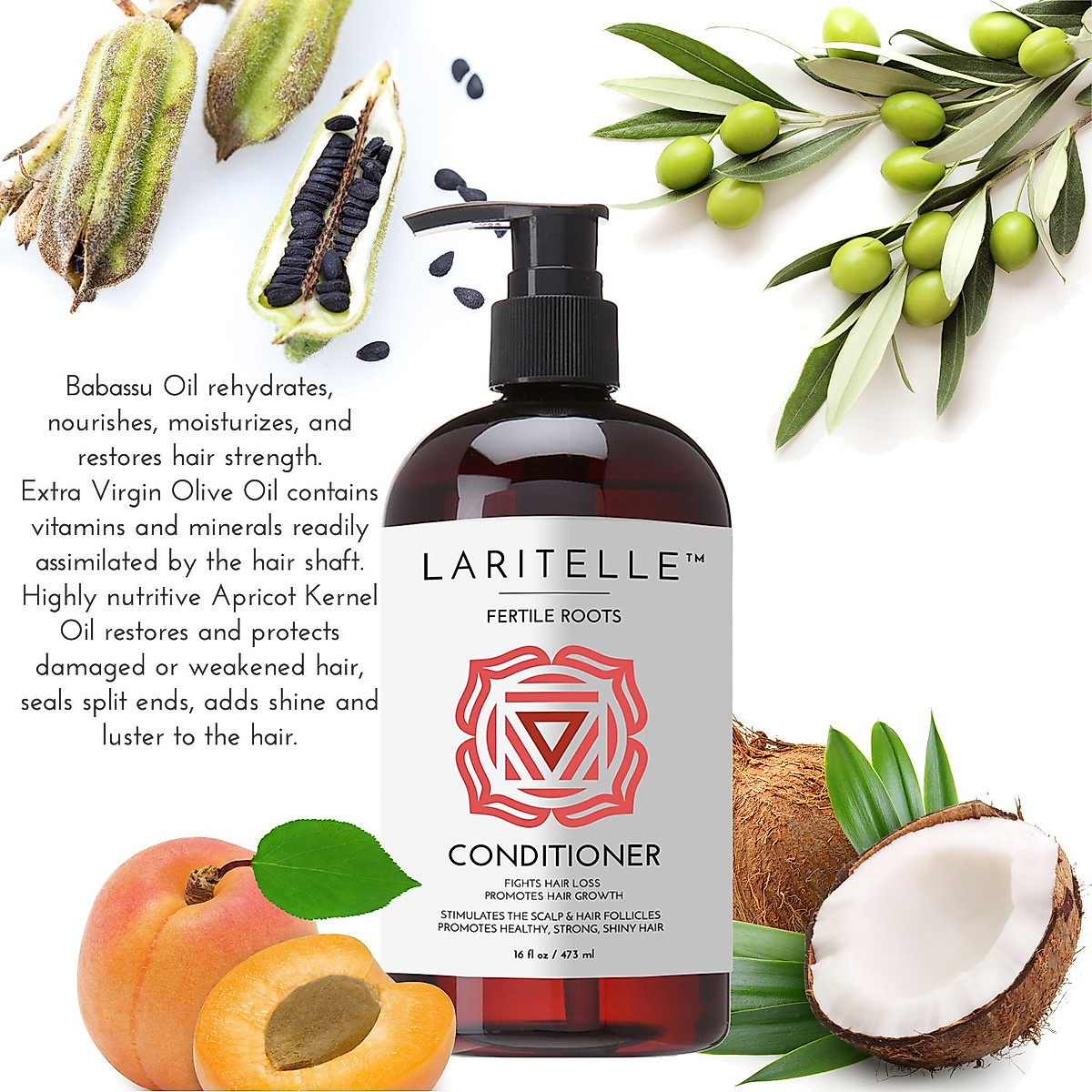 Laritelle Organic Anti-Thinning Conditioner | Fortifying, Strengthening & Rejuvenating | Prevents Hair Loss and Shedding, Promotes New Hair Growth | Ayurvedic Herbs, Lavender, Ginger, Rosemary