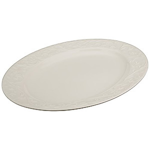 Lenox Opal Innocence Carved Large Oval Platter -,White
