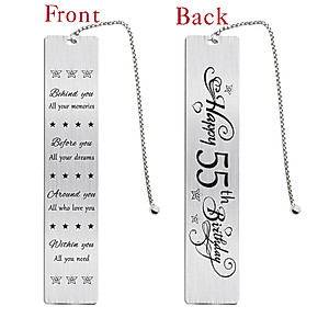 Jzxwan Happy 55th Birthday Gifts for Men Women, 55 Year Old Birthday Bookmark Gift for Her Him, Fifty-Five Birthday Presents Decorations