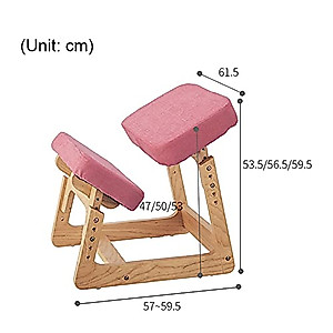 ANYURAN Ergonomic Kneeling Chair, Adjustable Height Hump-Proof Solid Wood Student Writing Chair Easy to Assemble Improve Sitting,Pink