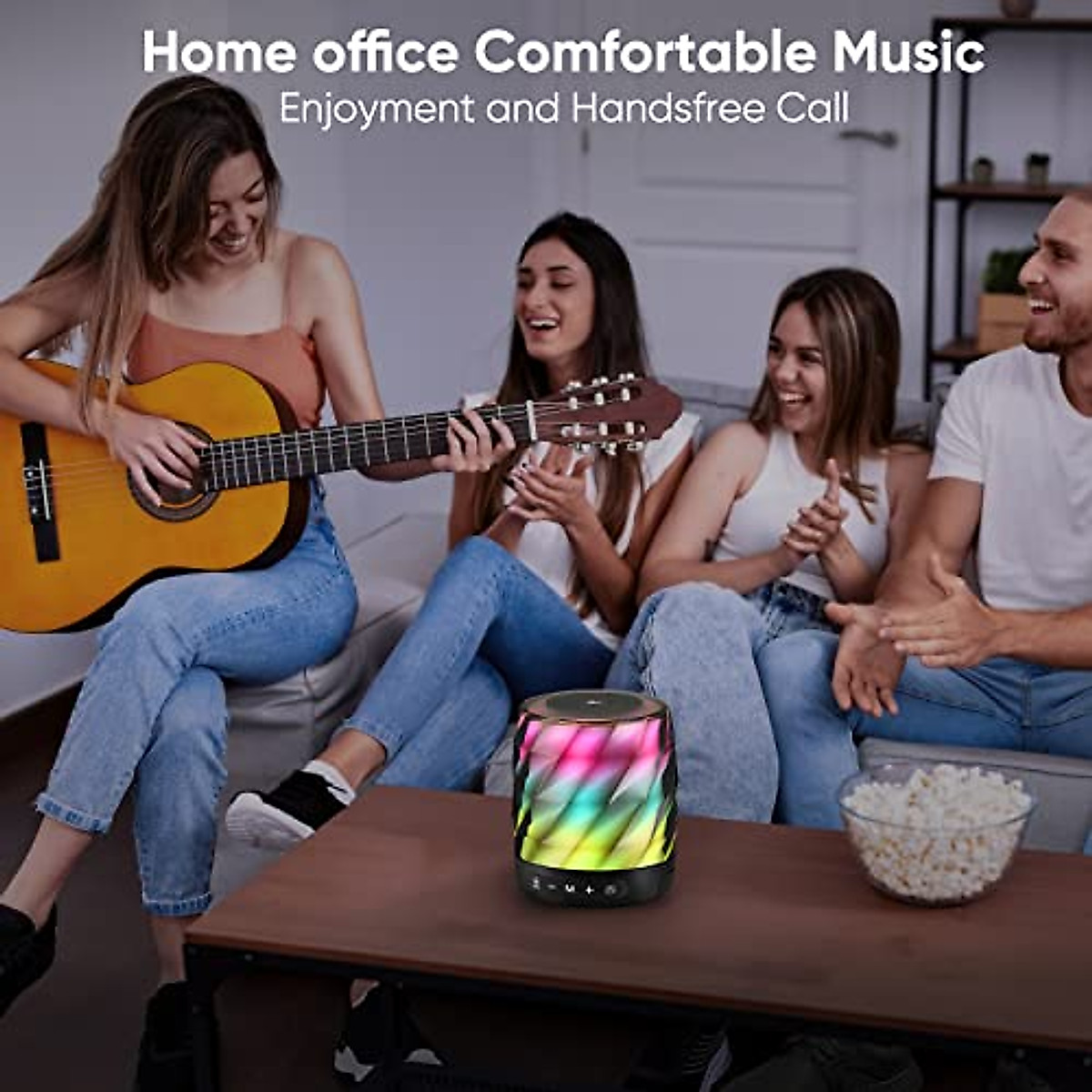 LFS Bluetooth Speaker with Lights, Portable Wireless Speaker, Powerful 20W Sound, IPX5 Waterproof, 7 Color Lights, 20H Playtime, Night Light Party Speakers, Perfect for Home, Outdoor, Holiday