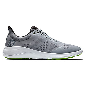 FootJoy Men's FJ Flex Golf Shoe, Grey/White/Lime, 9.5